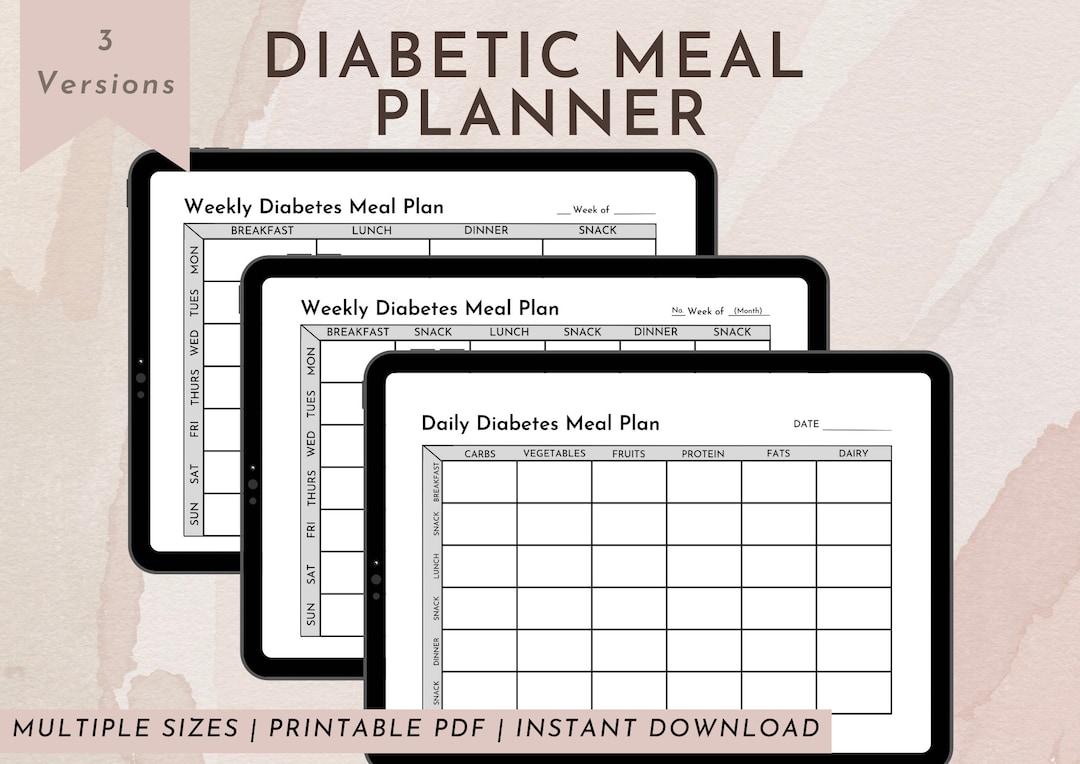 Diabetes Meal Planner Printable, Diabetic Meal Plan, Diabetes Food List ...