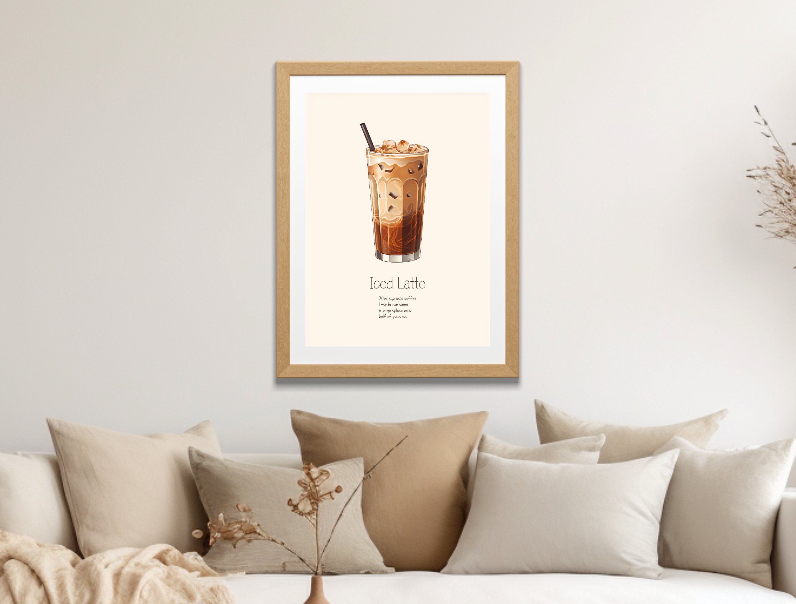 Iced Latte Poster, Iced Coffee Poster, Coffee Print Bar Cart Decor ...