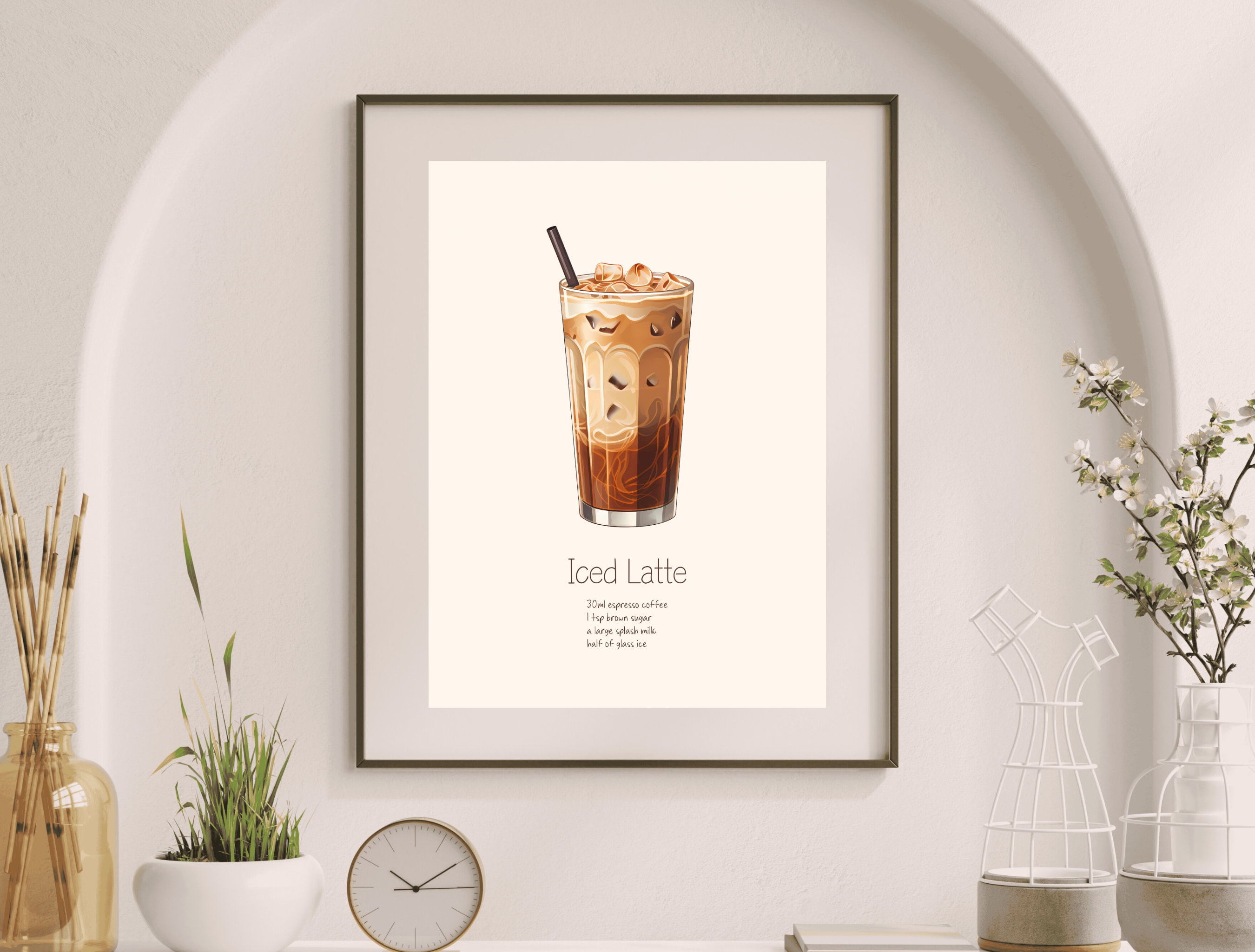 Iced Latte Poster, Iced Coffee Poster, Coffee Print Bar Cart Decor ...