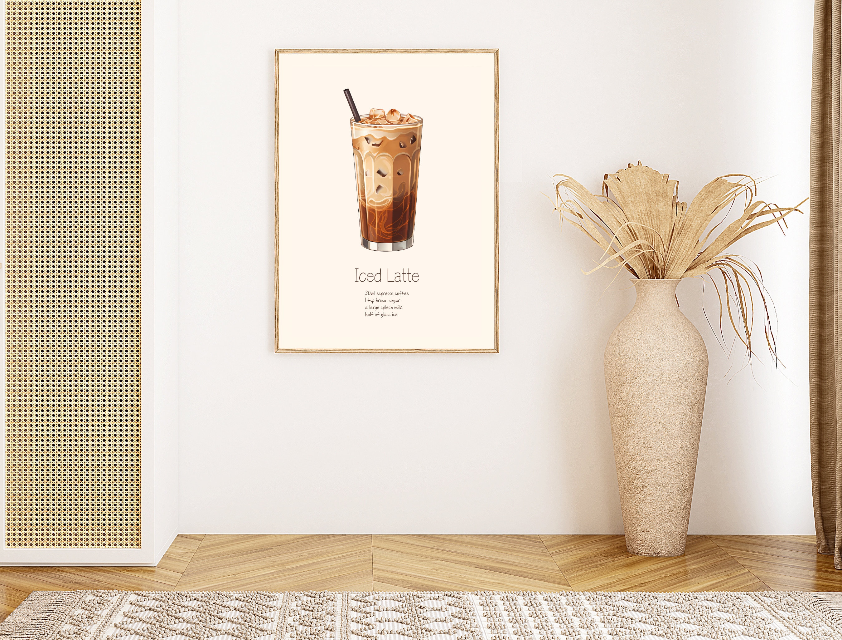 Iced Latte Poster, Iced Coffee Poster, Coffee Print Bar Cart Decor ...