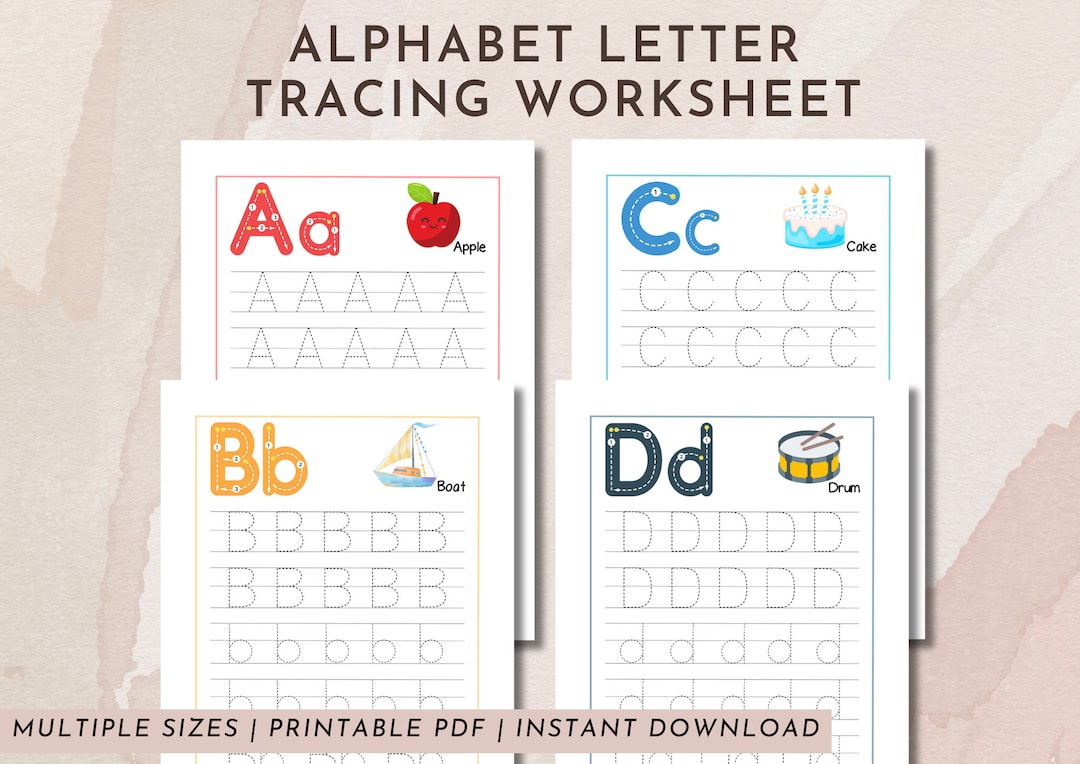 Alphabet Letter Tracing Pre-school Worksheet Handwriting - Etsy