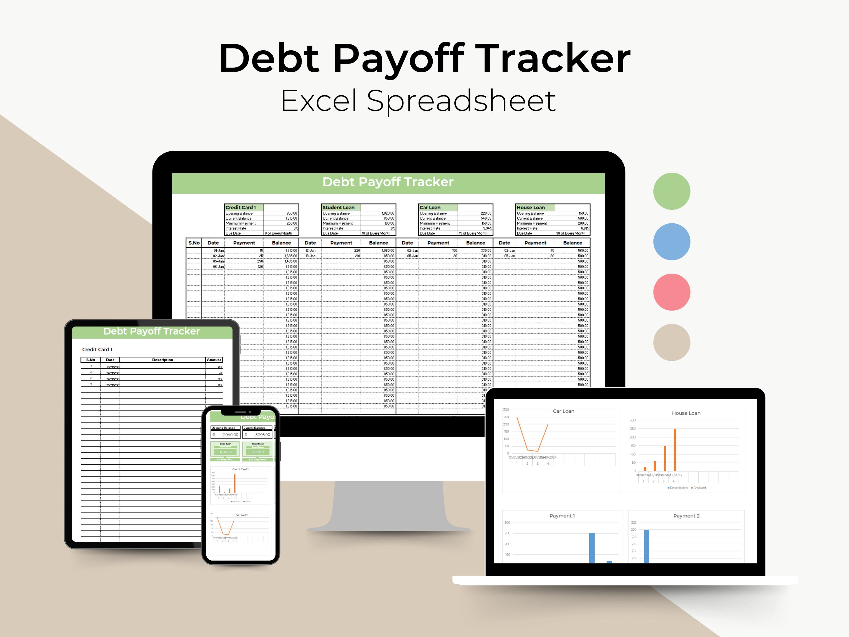 Debt Payoff Tracker Excel Spreadsheet, Debt Free Planner, Google Sheet ...