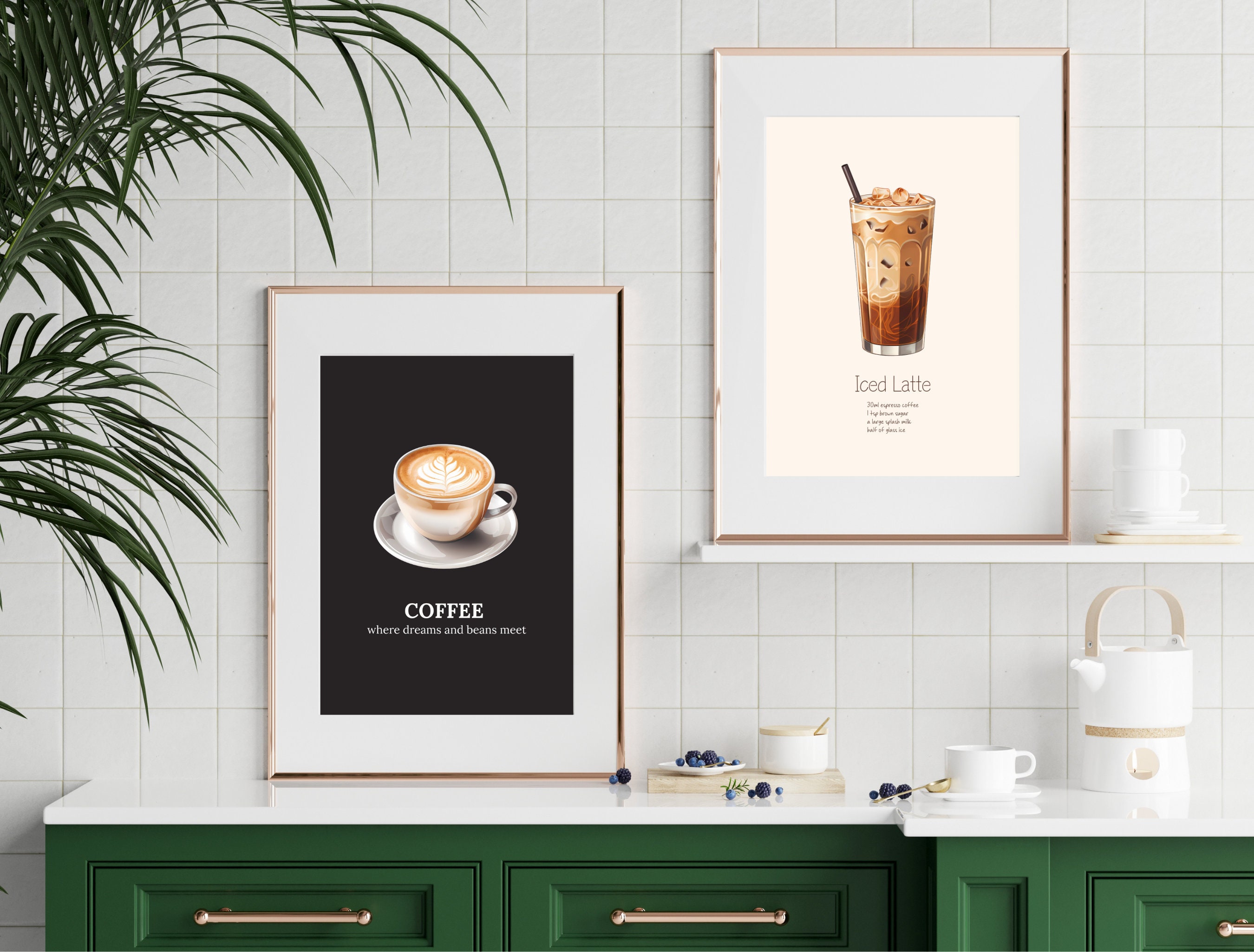 Iced Latte Poster, Iced Coffee Poster, Coffee Print Bar Cart Decor ...