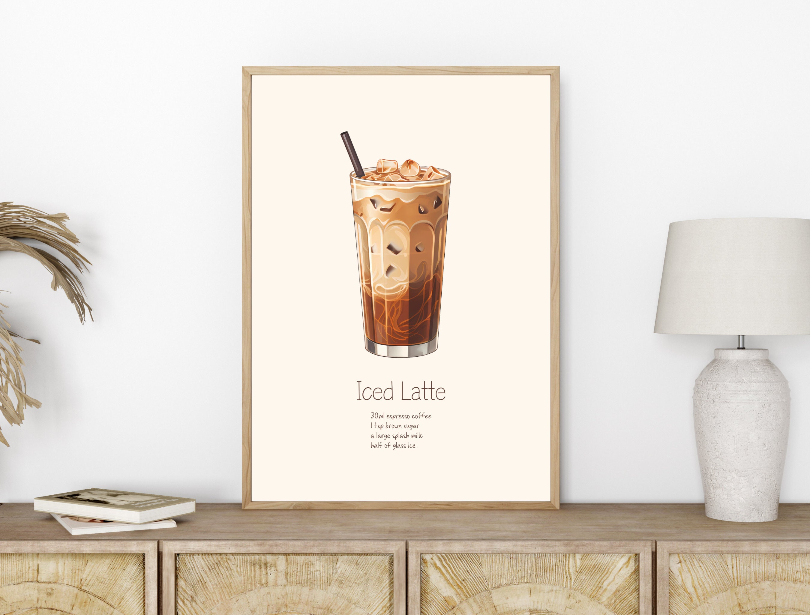 Iced Latte Poster, Iced Coffee Poster, Coffee Print Bar Cart Decor ...