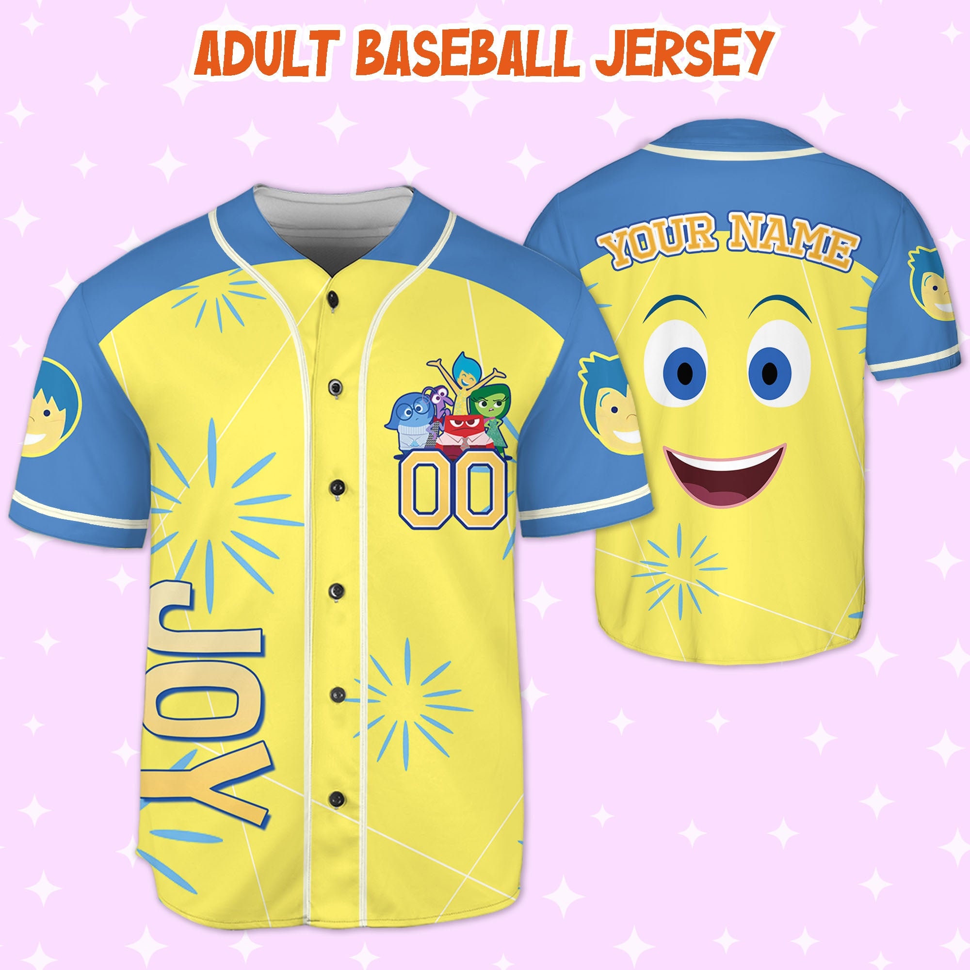 Custom Inside Out Joy Yellow Cosplay Baseball Jersey Matching - Etsy