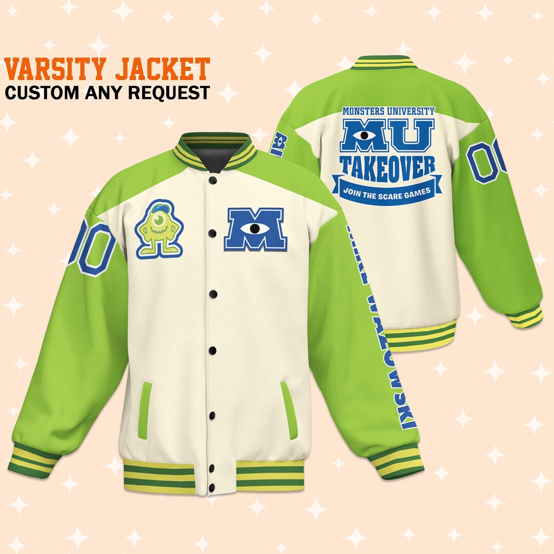 Custom Monster University Mike Green Arm Varsity Jacket - Etsy