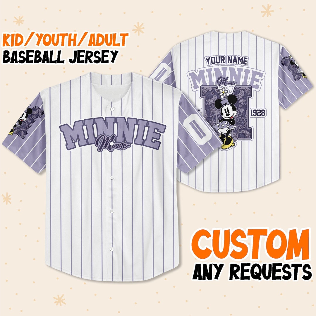 Personalize M Minnie Mouse Cute, Custom Kid Youth Adult Disney Jersey ...