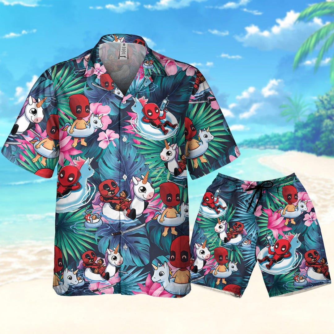 Deadpool Seamless Ready to Summer Trpoical, Deadpool Superhero Button ...