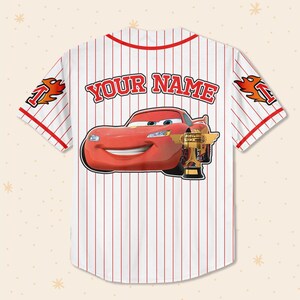 Custom Mcqueen Car Red, Lightning Mcqueen Jersey, Custom Text Baseball ...