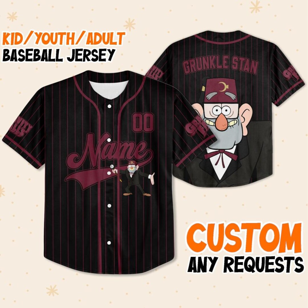 Custom Disney Gravity Falls Grunkle Stan, Custom Kids Youth Adult Disneyland Baseball Jersey ...