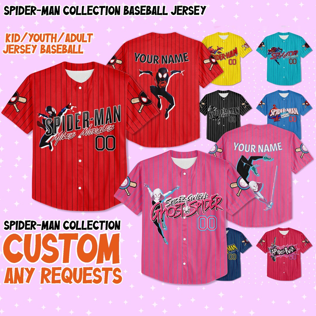Spider Man Baseball Jersey Team, Custom Text Jersey, Choose Style ...