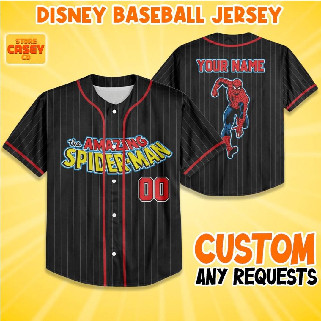 Custom Baseball Jersey, the Amazing Spiderman Black Color, Birthday ...