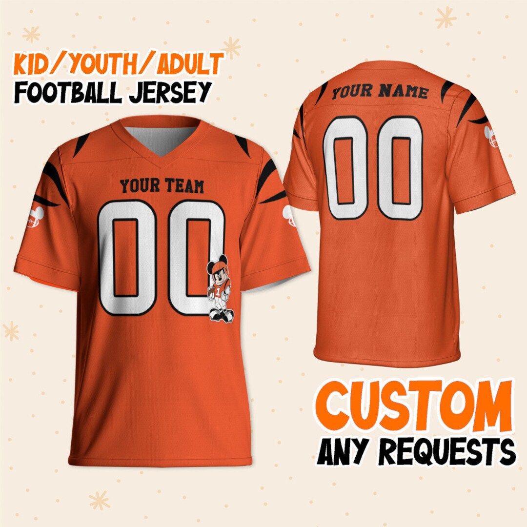 Custom Disney Mickey Super Star Bengals Sport Orange Football, Magic ...