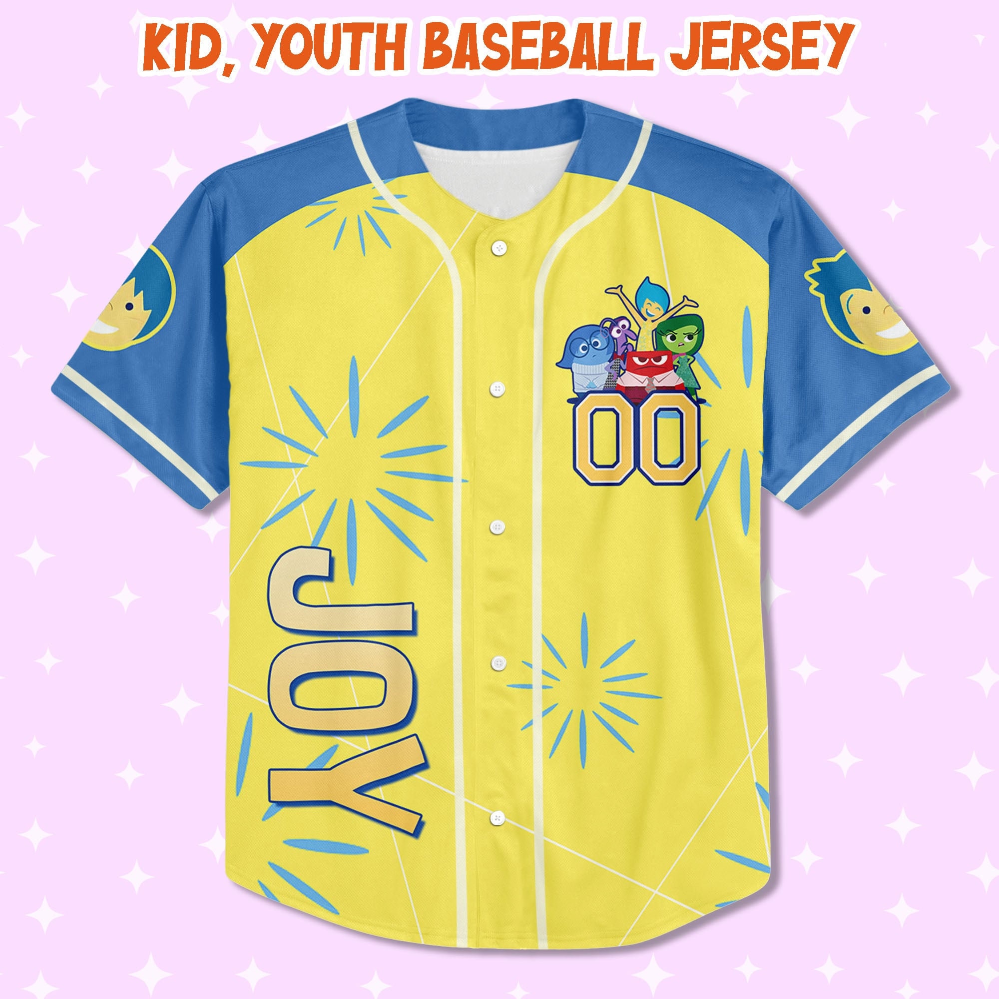 Personalized Inside Out Joy Yellow Cosplay Baseball Jersey sold by ...