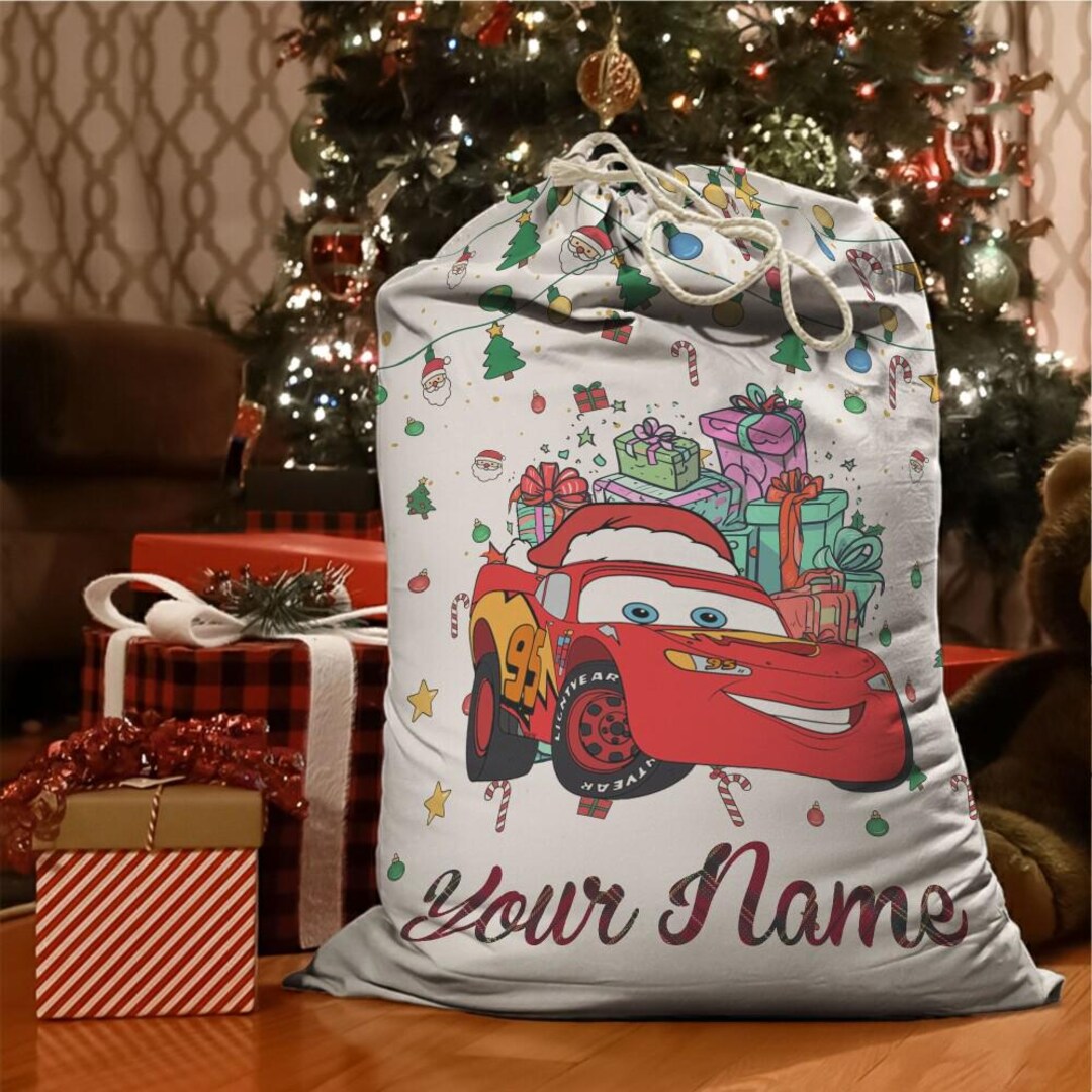 Custom Christmas Bag - Disney Cars Theme, Personalized Xmas Bag ...