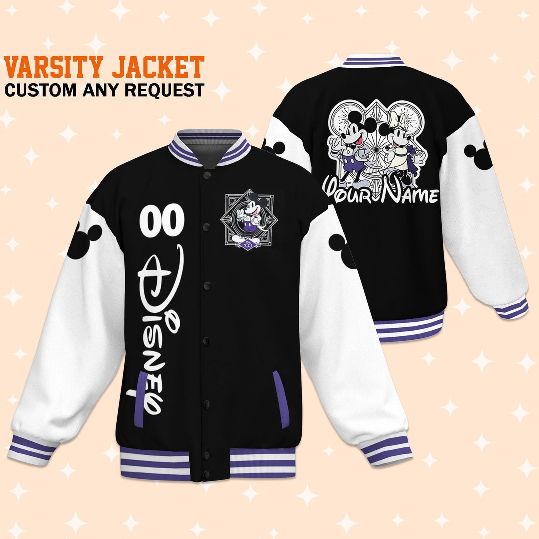 Custom Disney 100 Years Couple Mickey Varsity Jacket, Adult Varsity ...