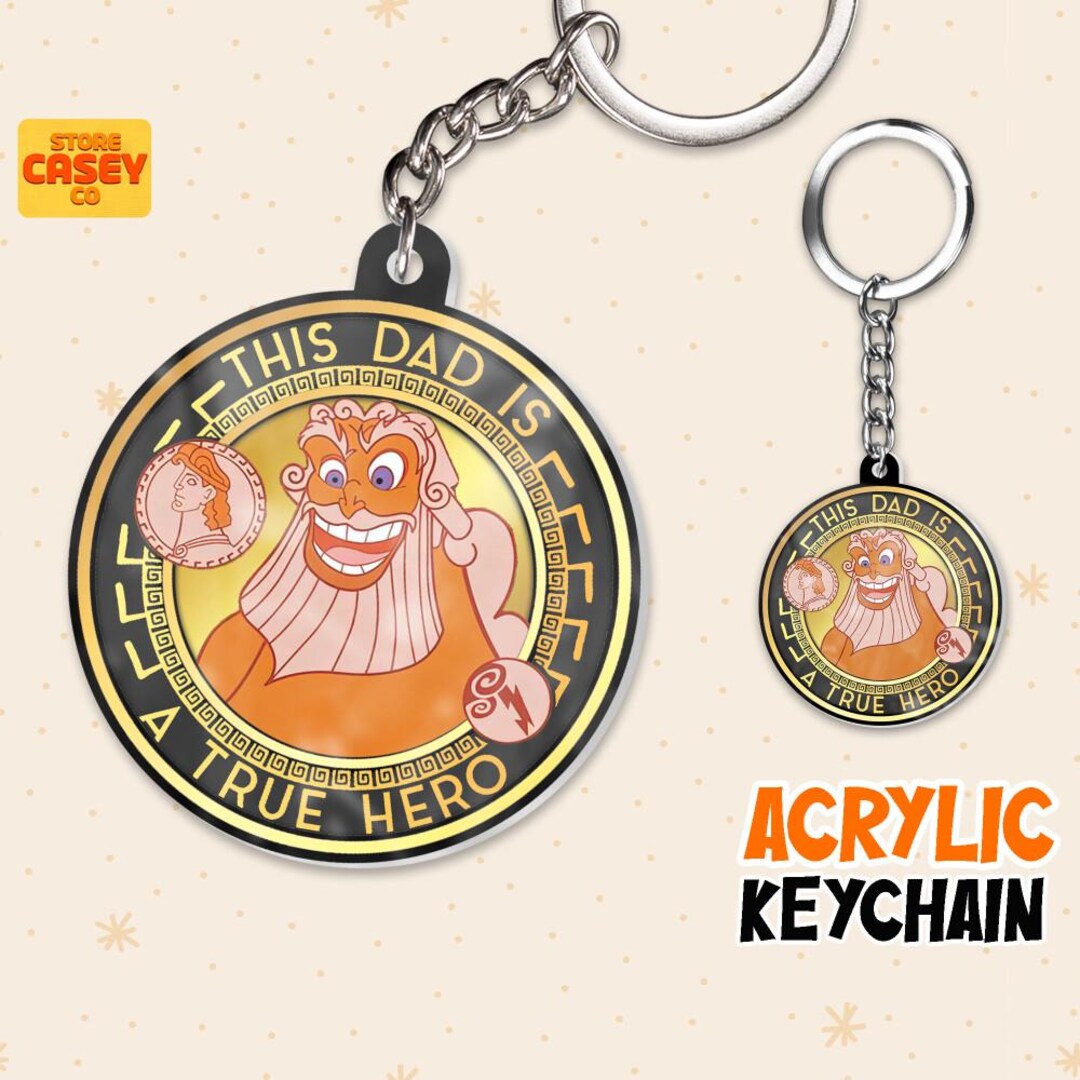 Acrylic Keychain Hero Dad Zeus, Hercules Father’s Day, Gift for Dad ...