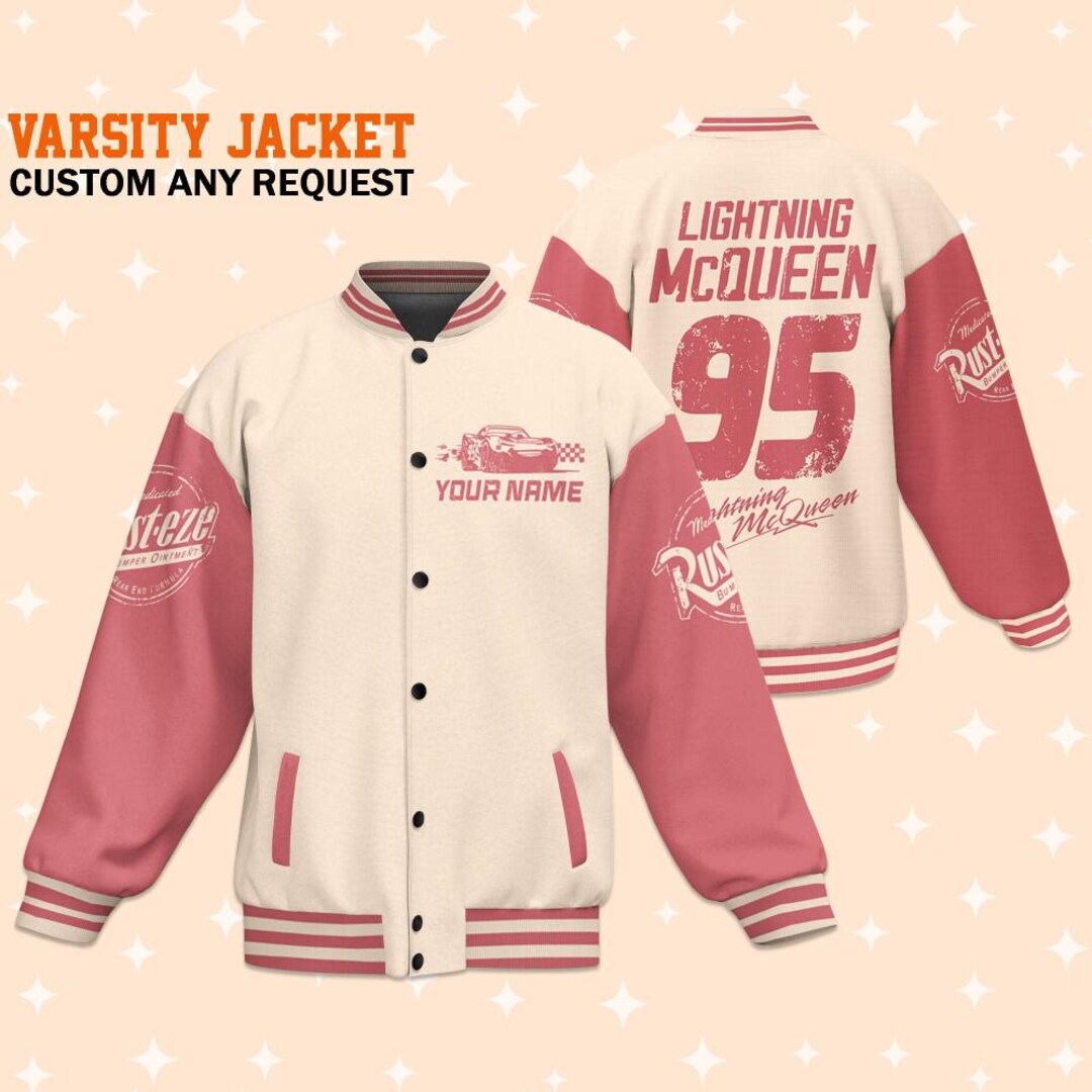 Personalize Cars Lightning Mcqueen Retro Rust-eze, Varsity Jacket ...