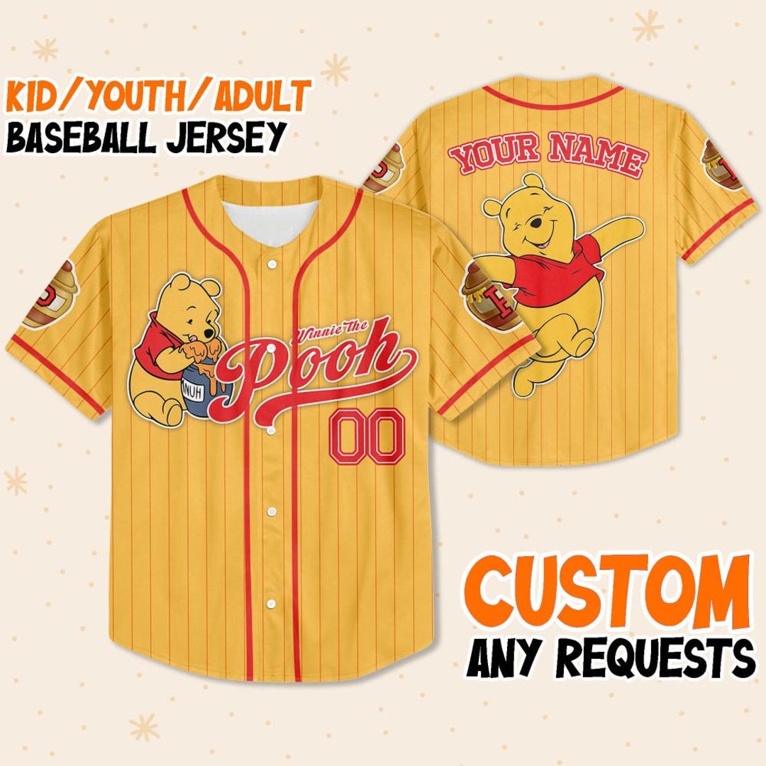 Custom Disney Winnie the Pooh Pooh Yellow Simple Baseball, Disneyland ...