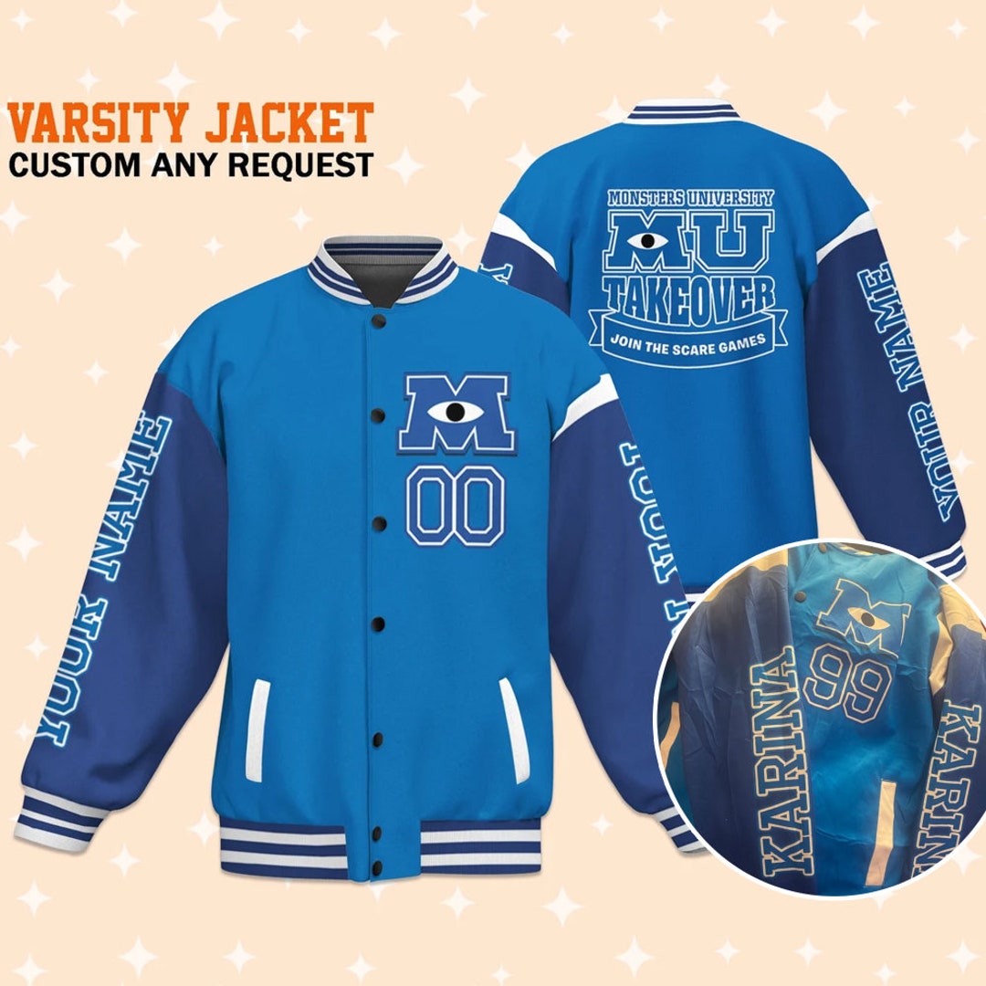 Custom Monster University Uniform Blue Arm Varsity Jacket, Baseball ...