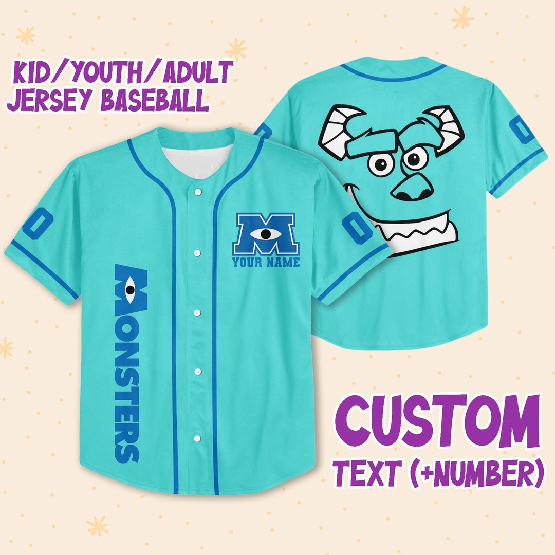 Jersey Sully Head Custom Kids, Youth, Adult Disney Baseball Jersey ...
