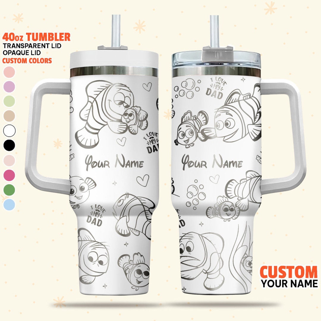 Custom Disney Father Day Marlin and Nemo Tumbler, Disney Characters ...