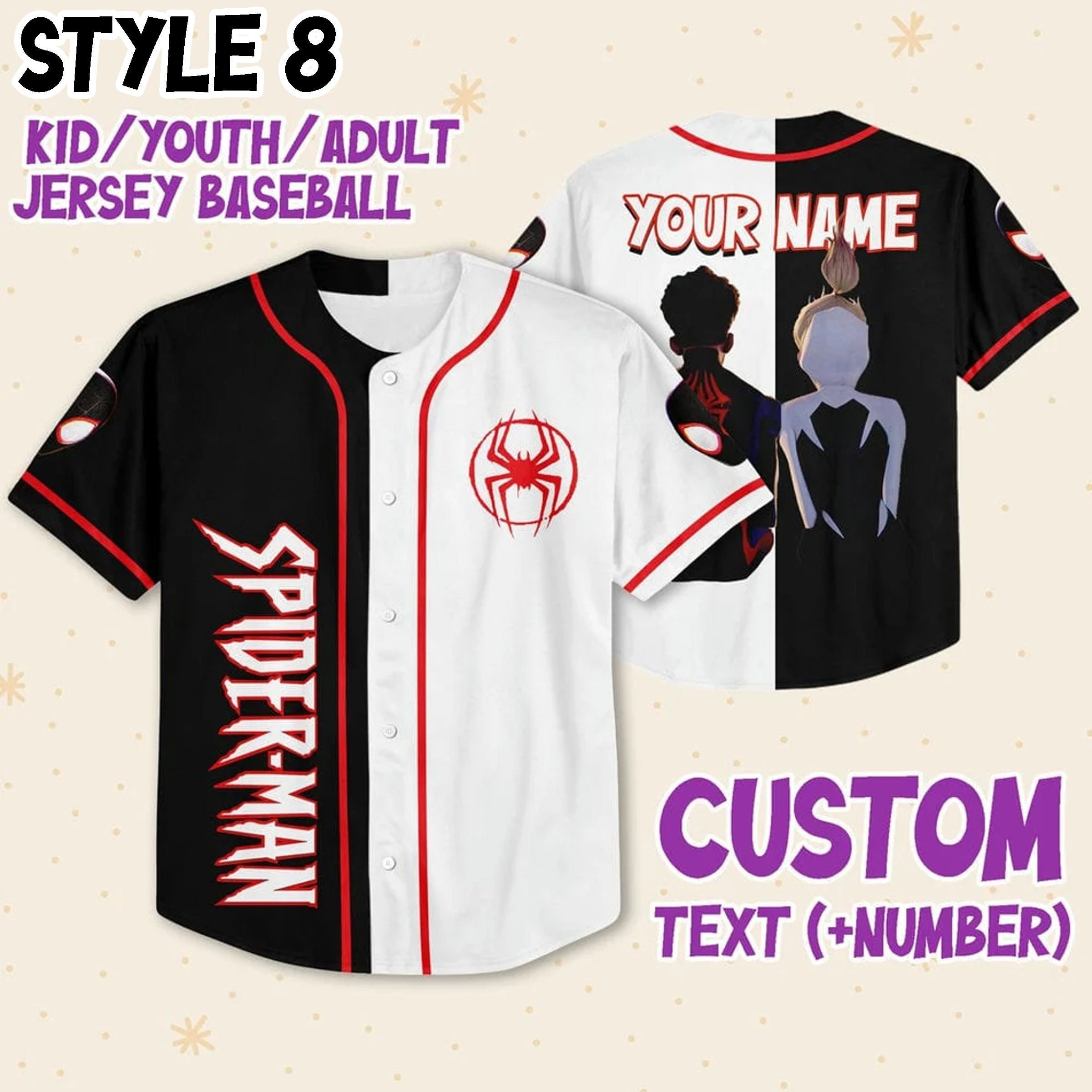 Custom Spider Man Across the Spider Verse Baseball Jersey Team, Choose ...