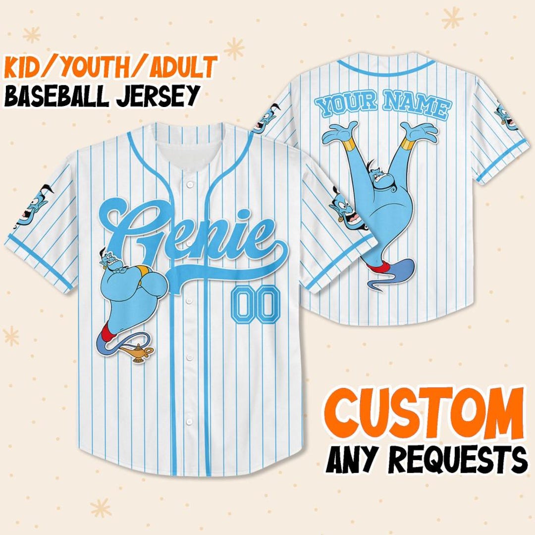 Custom Disney Aladdin Genie Baseball, Disney Baseball Jersey Sports ...