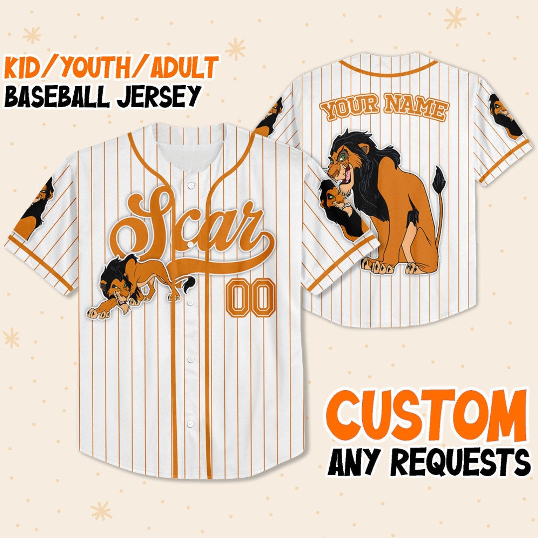Custom Disney the Lion King Scar Simple Stripe, Custom Baseball Jersey ...