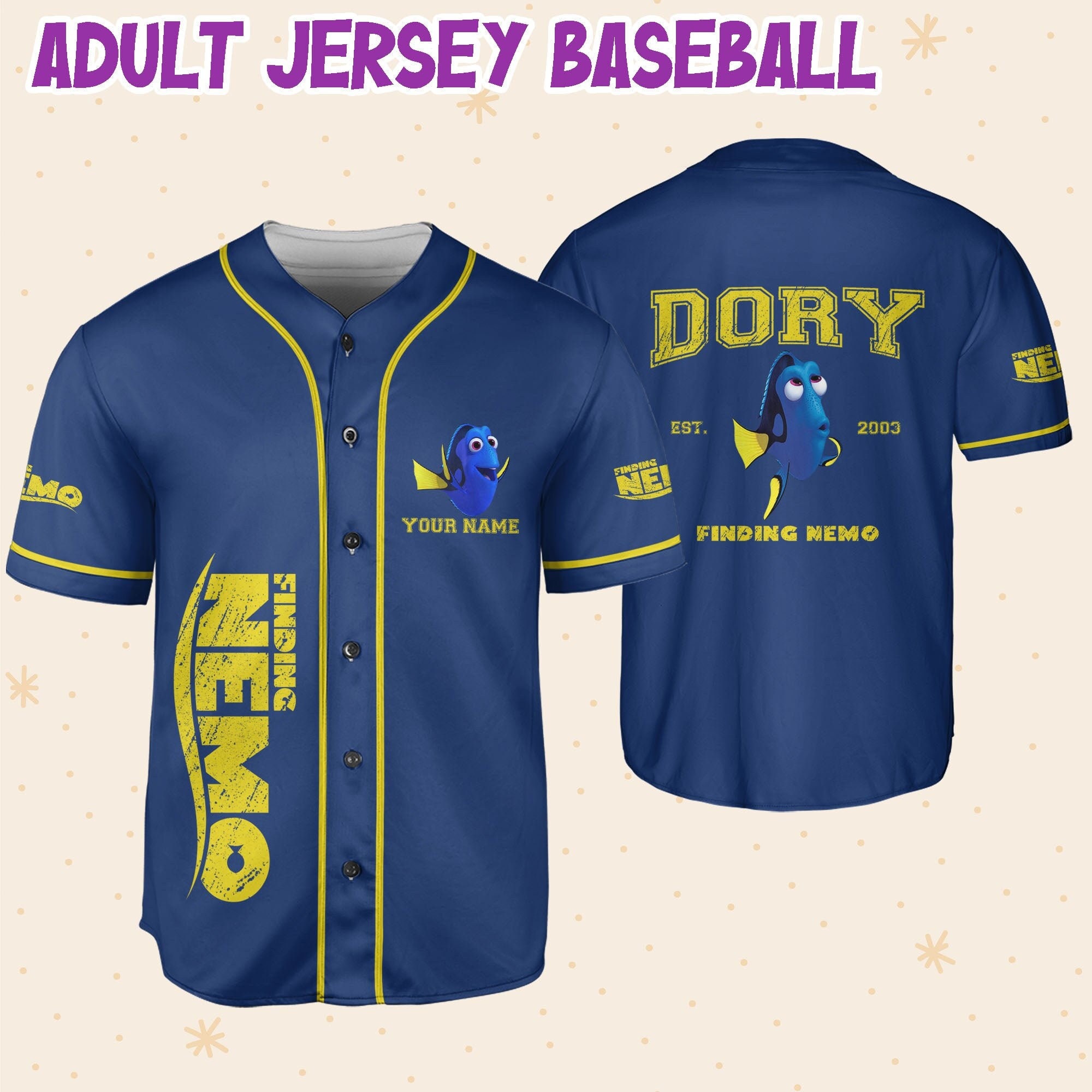 Personalized Disney Finding Nemo Vintage Dory Baseball Jersey sold by ...