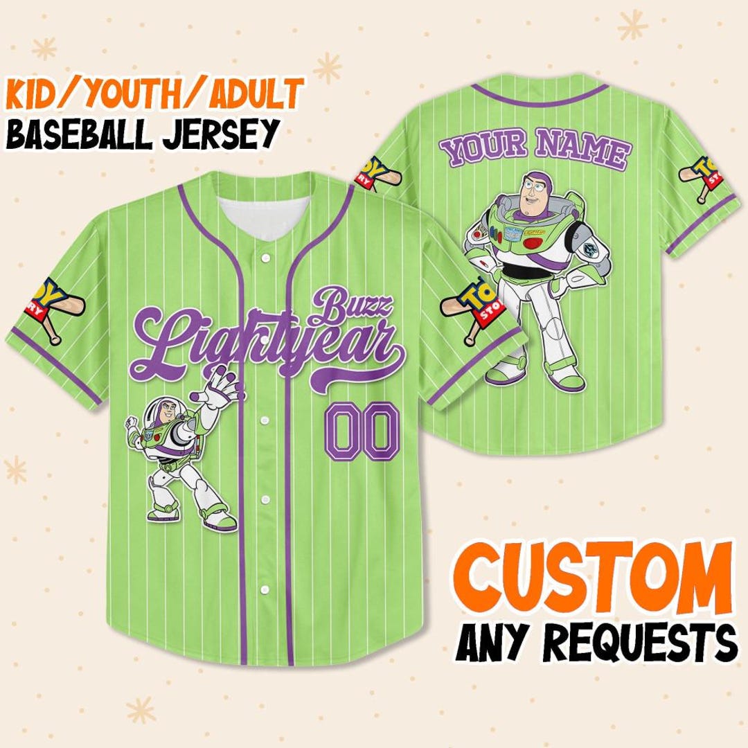 Custom Disney Toy Story Buzz Lightyear Green Simple Baseball, Sheriff ...