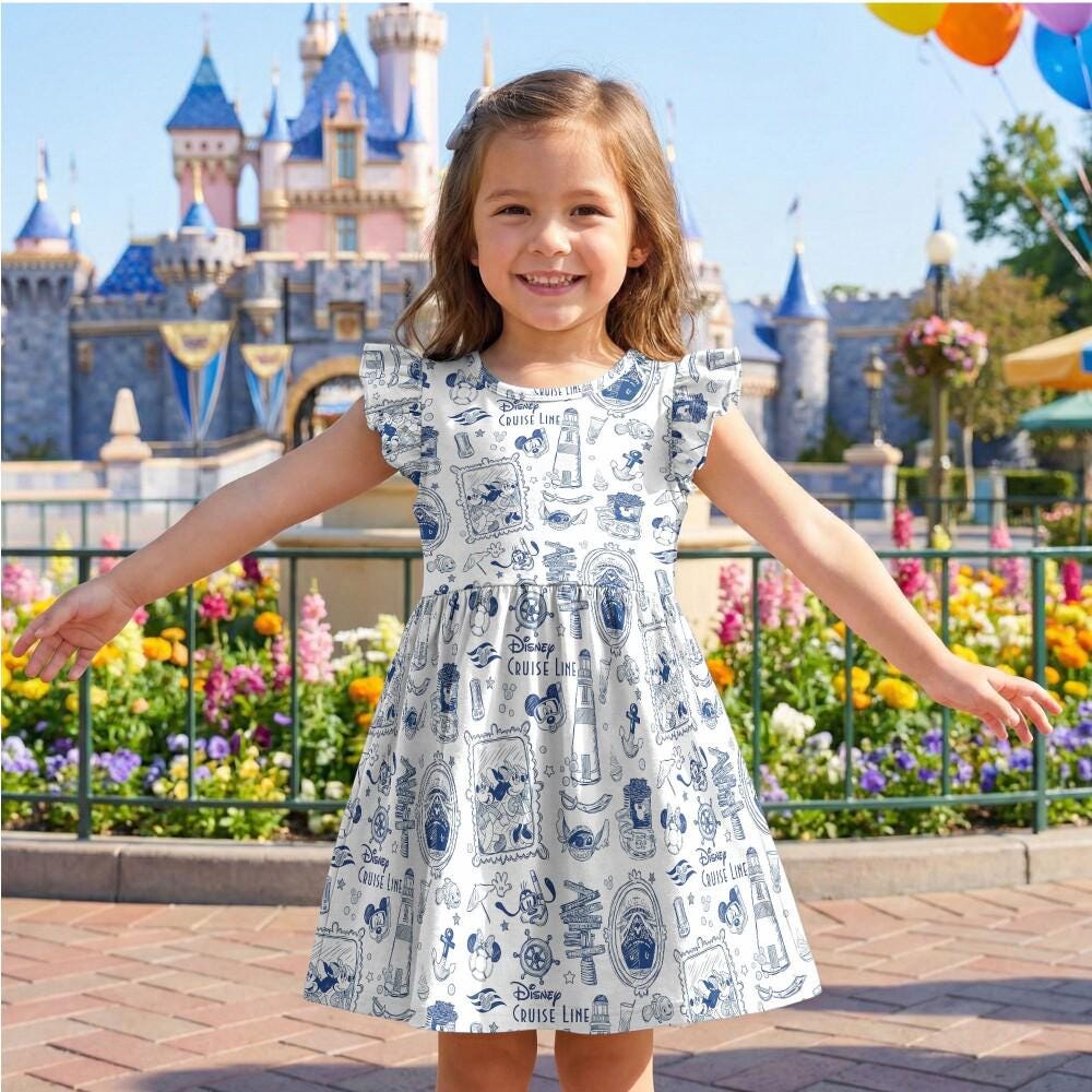 Classic Blue Sketch Disney Cruise Line Ruffle Dress, DCL Nautical ...