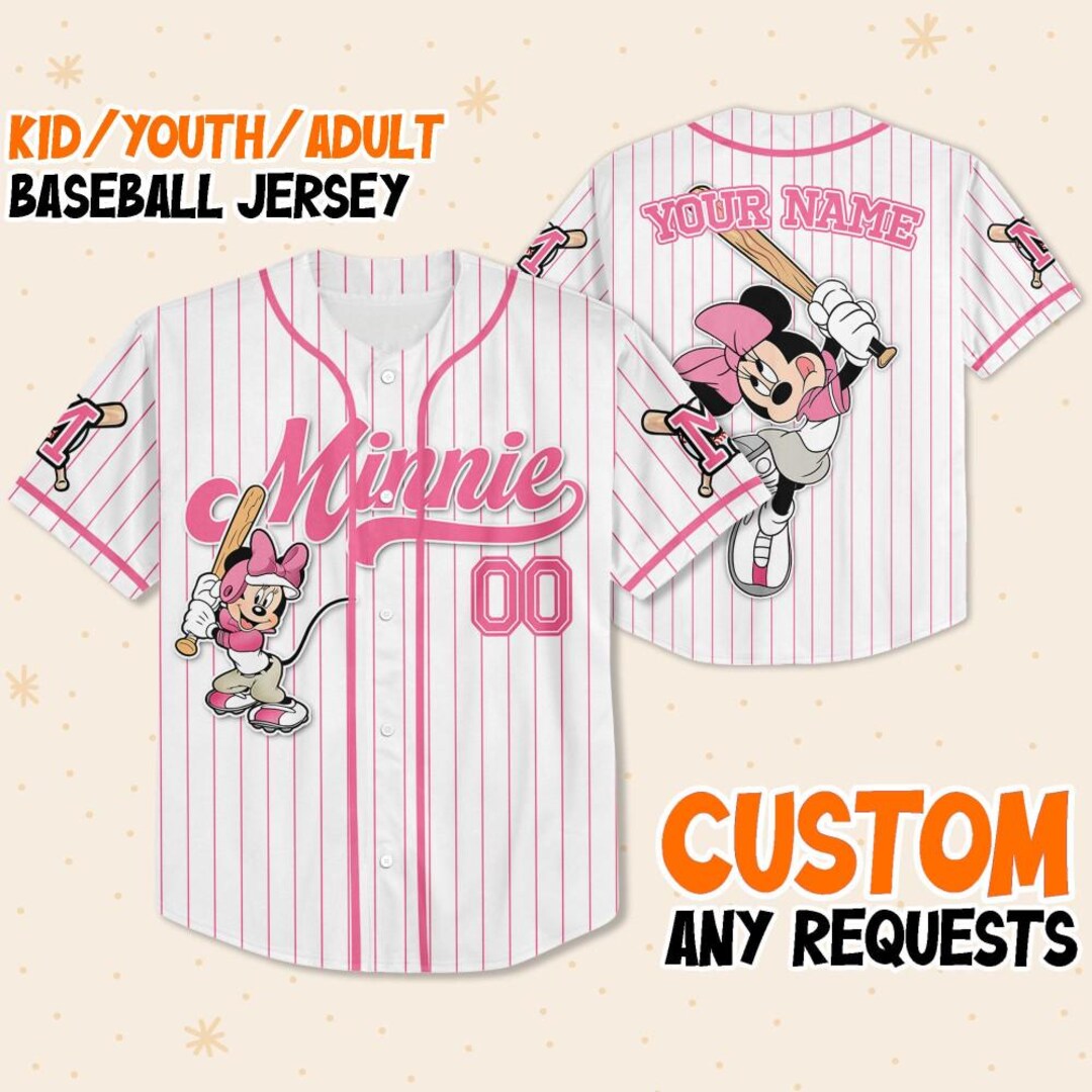 Custom Disney Mickey and Friends Minnie Pink Baseball, Disney Baseball ...