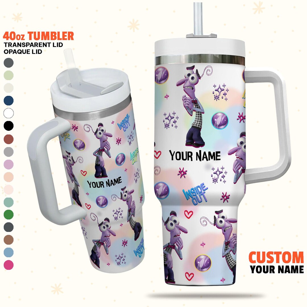 Custom Disney Inside Out Fear Purple Color Tumbler, Custom Name Disney ...
