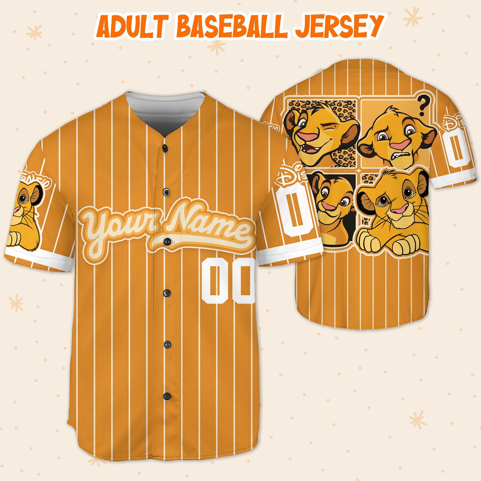 Personalized Disney the Lion King Simba Baseball Jersey by FreMyer ...