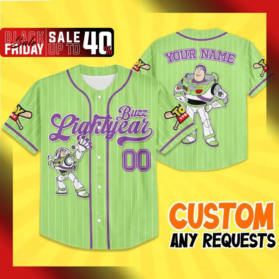 Custom Disney Toy Story Buzz Lightyear Green Simple Baseball, Sheriff ...