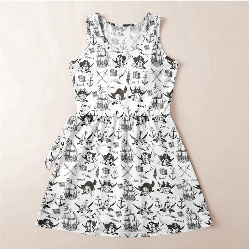 Minimalist Black Line Art Mickey Pirate Tennis Dress, DCL Pirate Night ...