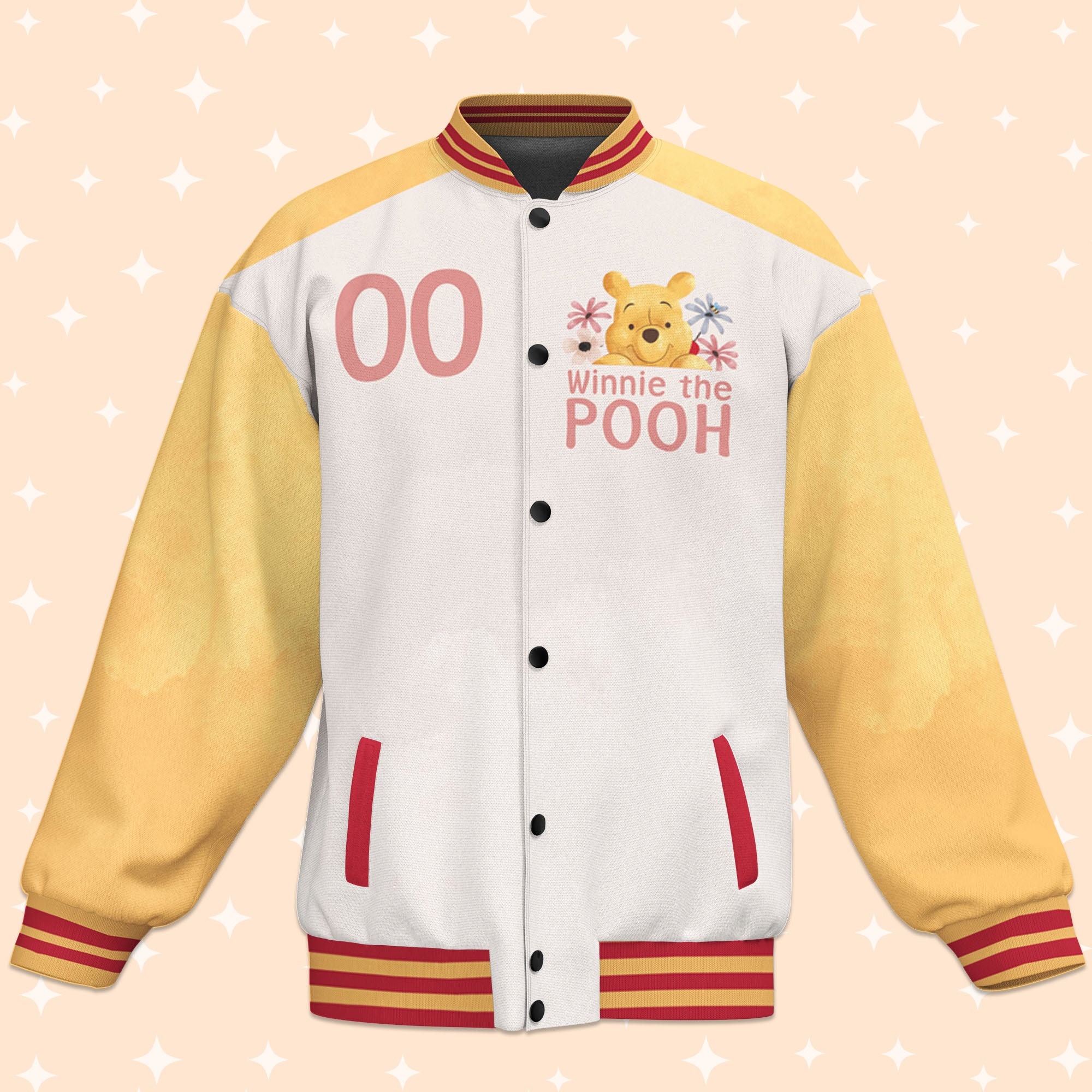 Personalized Winnie the Pooh Flower Baseball Jacket sold by Coco Chen ...