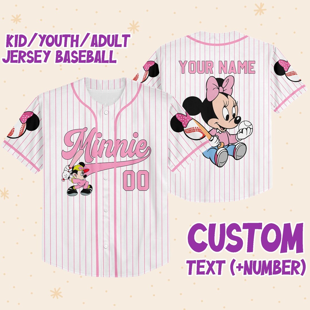 Personalize Disney Minnie Play Baseball Pink, Custom Kid Youth Adult ...