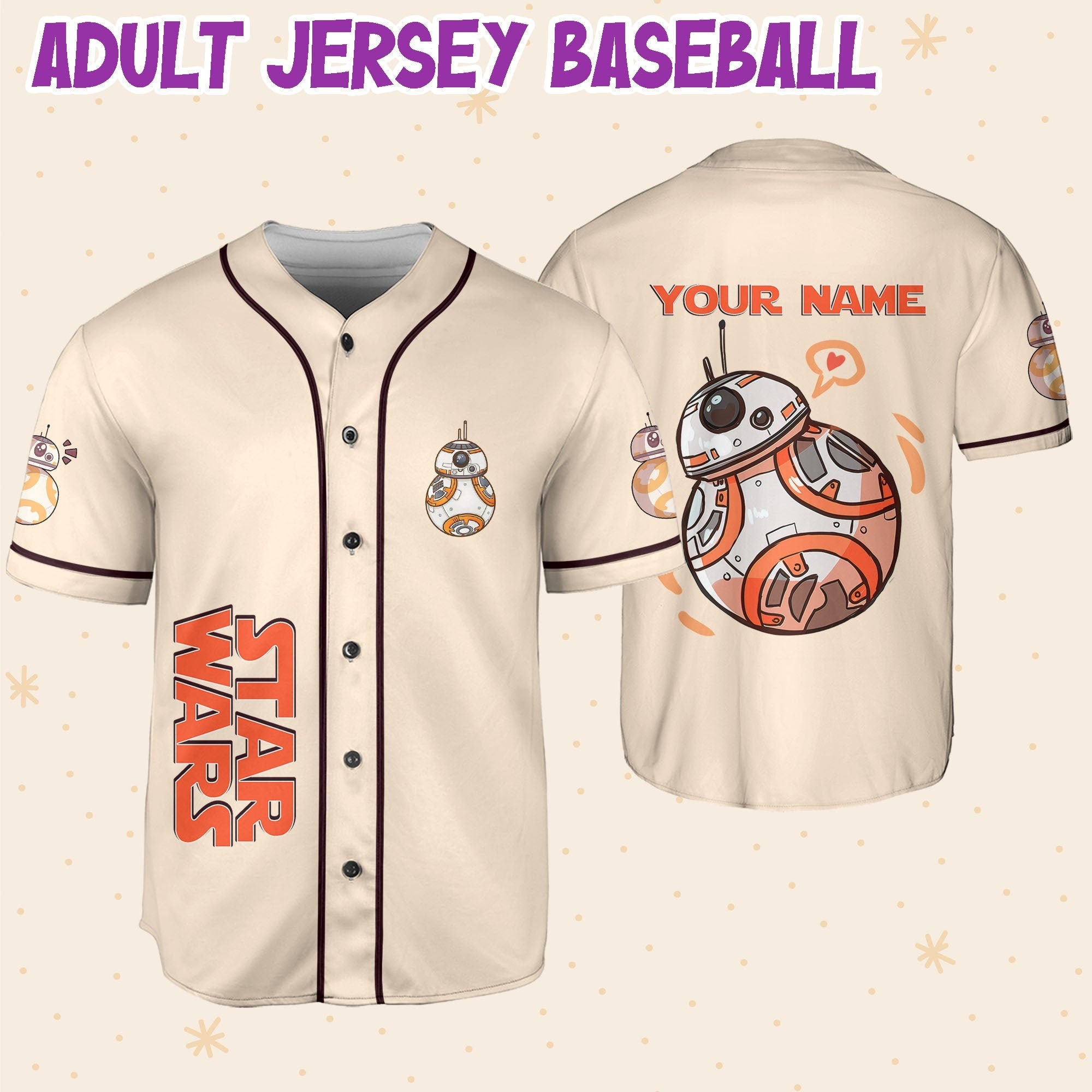 Personalize Star Wars BB8 Chibi Style Custom Kids Youth - Etsy