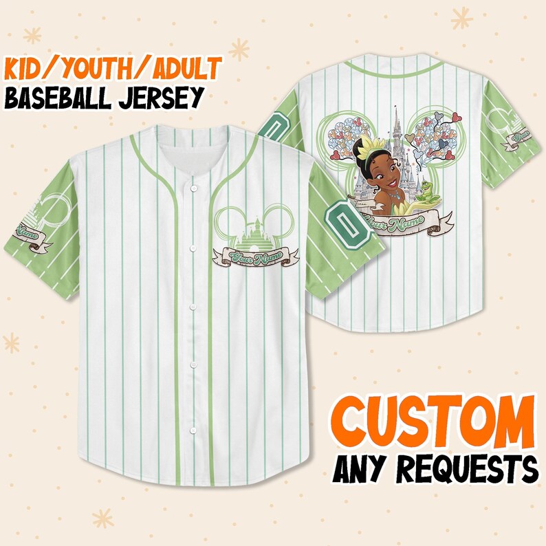 Personalize Princess Tiana Disney, Custom Disney Princess Jersey ...