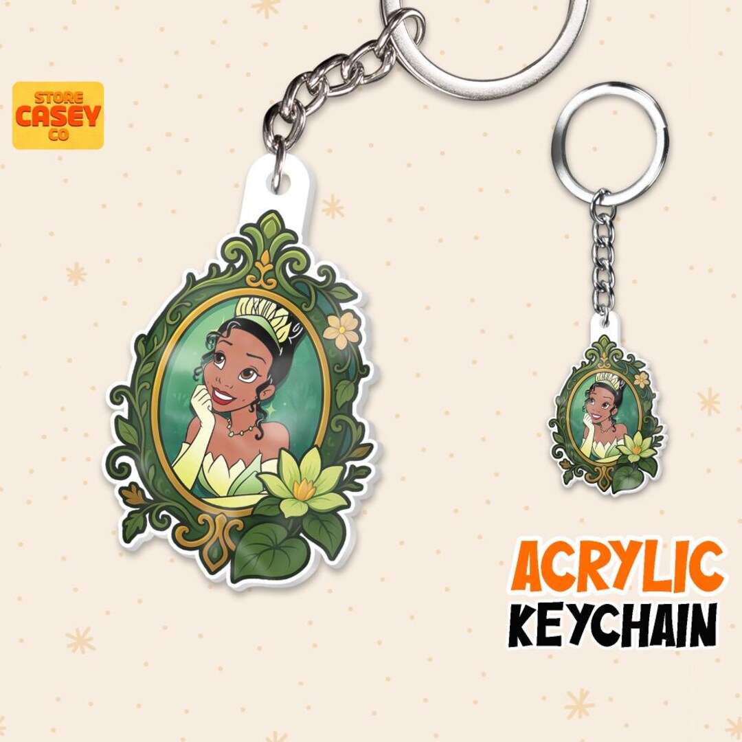 Conquette Mirror Princess Tiana Acrylic Keychain- Princess and the Frog ...