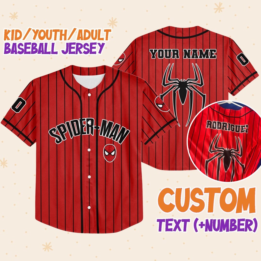 Personalize Spiderman Striped Black Red, Custom Kid Youth Adult Disney ...