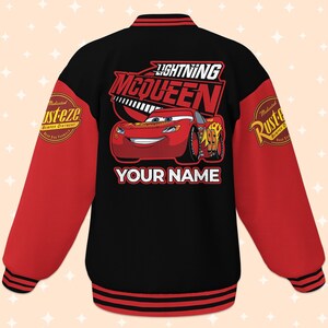 Custom Cars Lightning Mcqueen Black Varsity Jacket, Adult Varsity ...