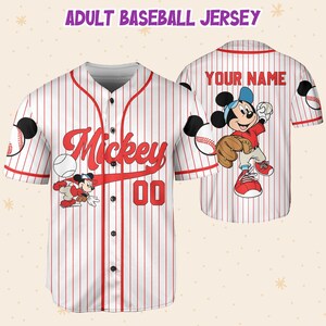 Personalize Disney Mickey Play Baseball Red Custom Kid Youth Adult Disney Jersey, Baseball ...