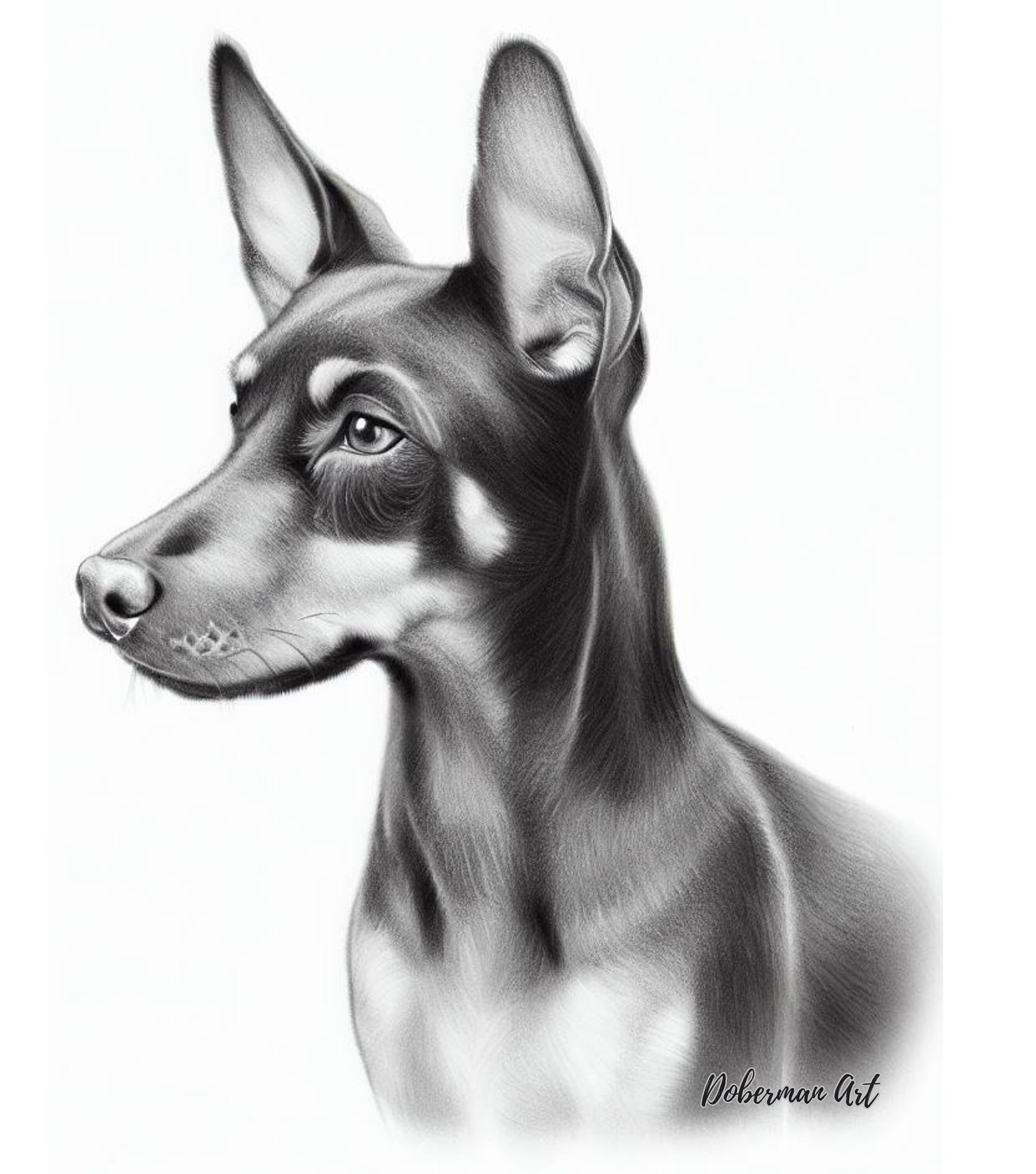 Miniature Pincher Head Pencil Portrait. - Etsy