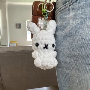 Bunny Keychain, Crochet White Bunny Bag Keyring. Handmade Crochet Bunny ...
