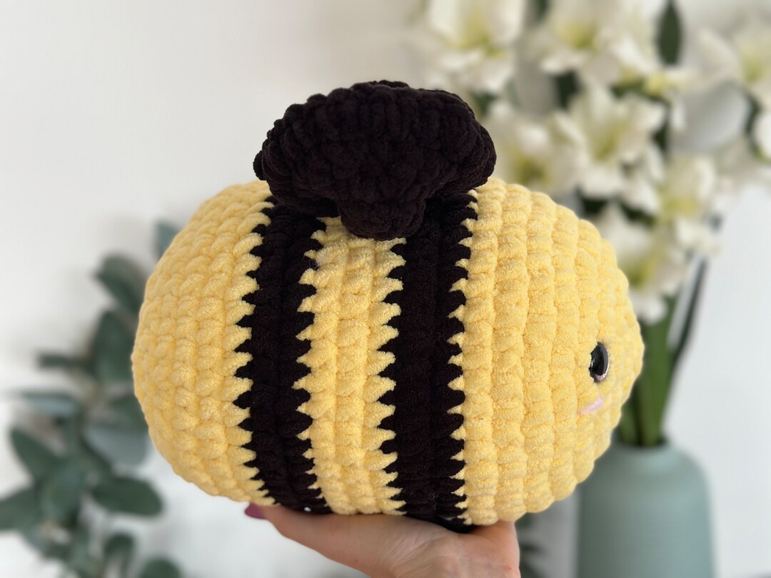 Jumbo Crochet Bee. Large Cuddly Sized Bee Plush Toy. Great Size to Hug ...