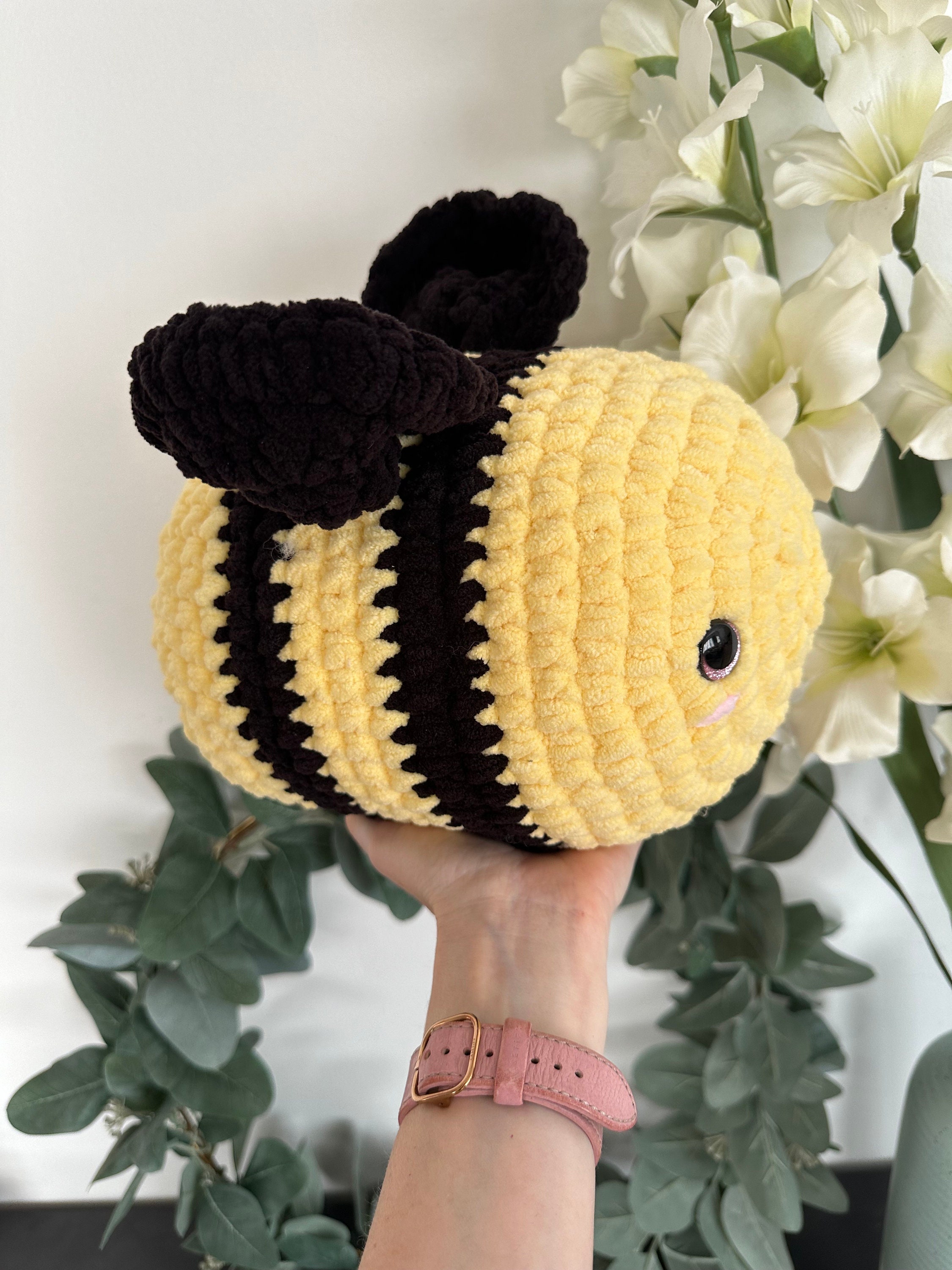 Jumbo Crochet Bee. Large Cuddly Sized Bee Plush Toy. Great Size to Hug ...