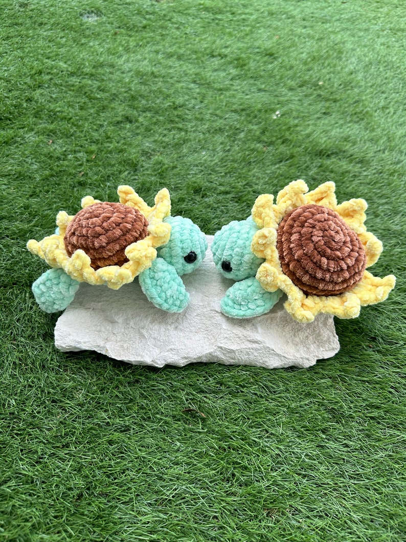 Velvet Sunflower Turtle Crochet Toy. Flower Turtle Plush. Super Soft ...
